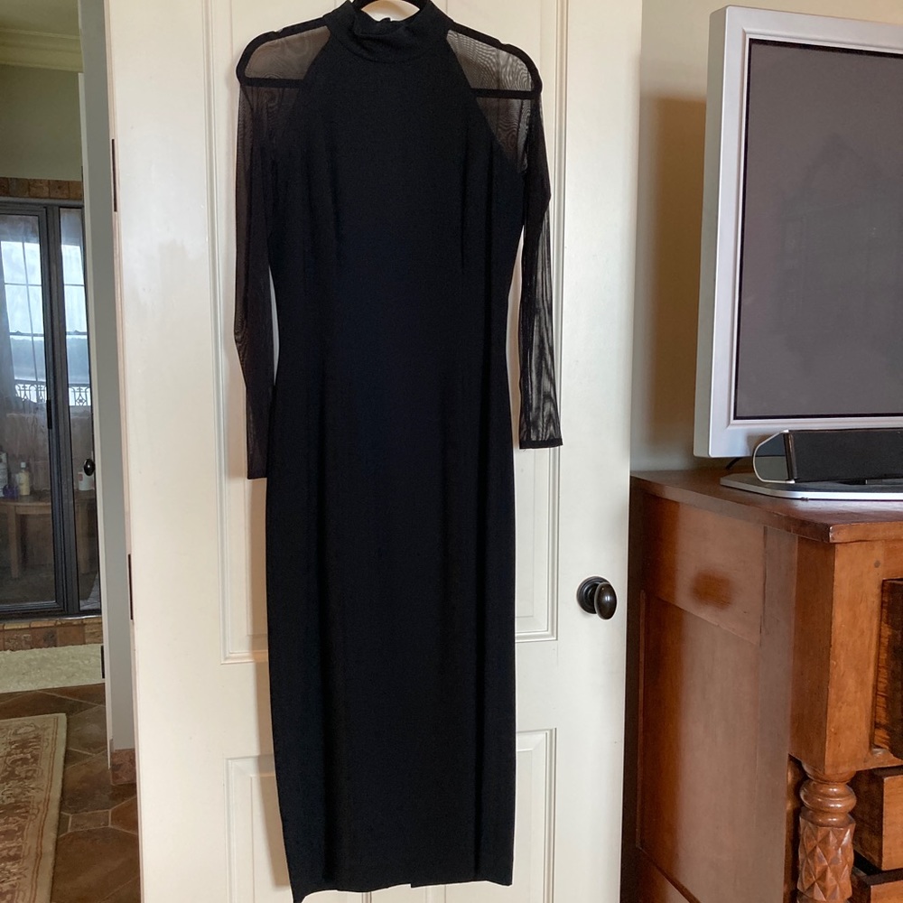Vintage Kenar Black Mock Turtleneck Sheath Dress - Gem